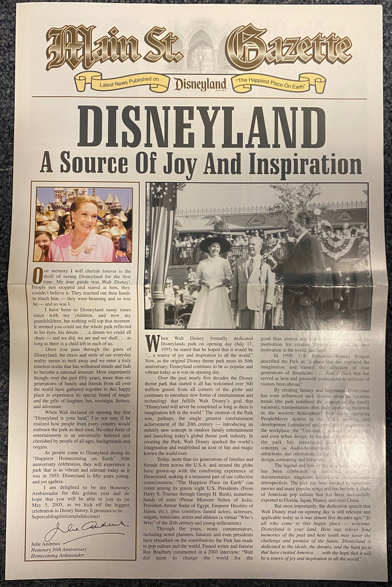 Main Street Gazette Disneyland 50th Anniversary Special Newspaper 2005 – The Wonderful World of ...