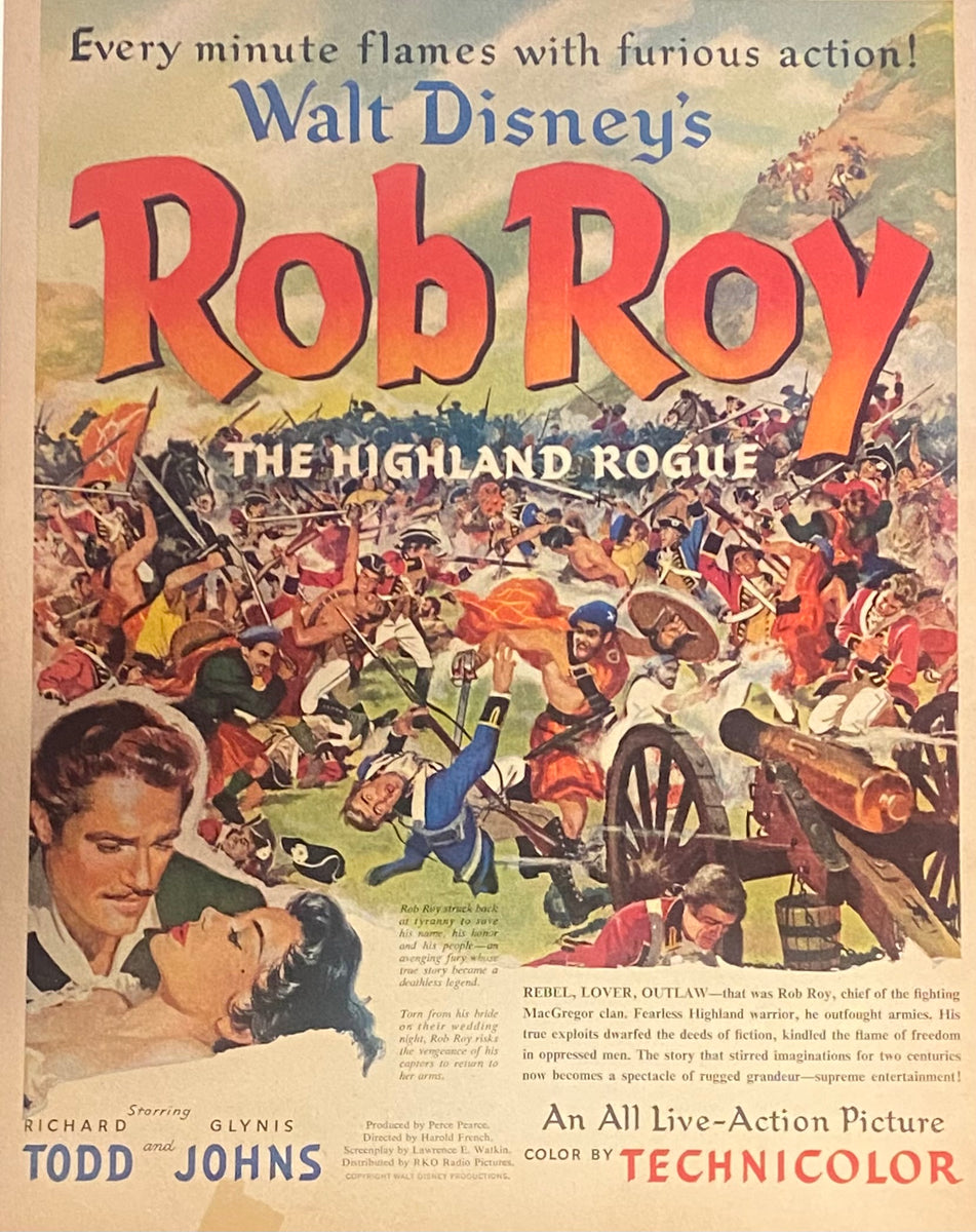 Vintage 1954 Walt Disney's Rob Roy Movie Framed Magazine Ad 16 x 12 ...