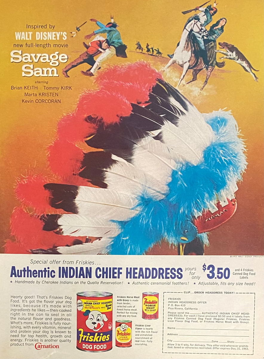 Vintage 1963 Walt Disney's Savage Sam Movie Friskies Dog Food Framed M ...